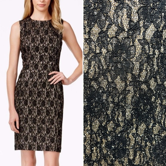 Tahari ASL | Dresses | Tahari Asl Womens 2 Black Gold Metallic Shimmer ...